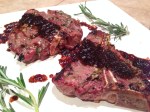 Grilled Bison T-Bone Steaks with Balsamic-Rosemary Steak Sauce