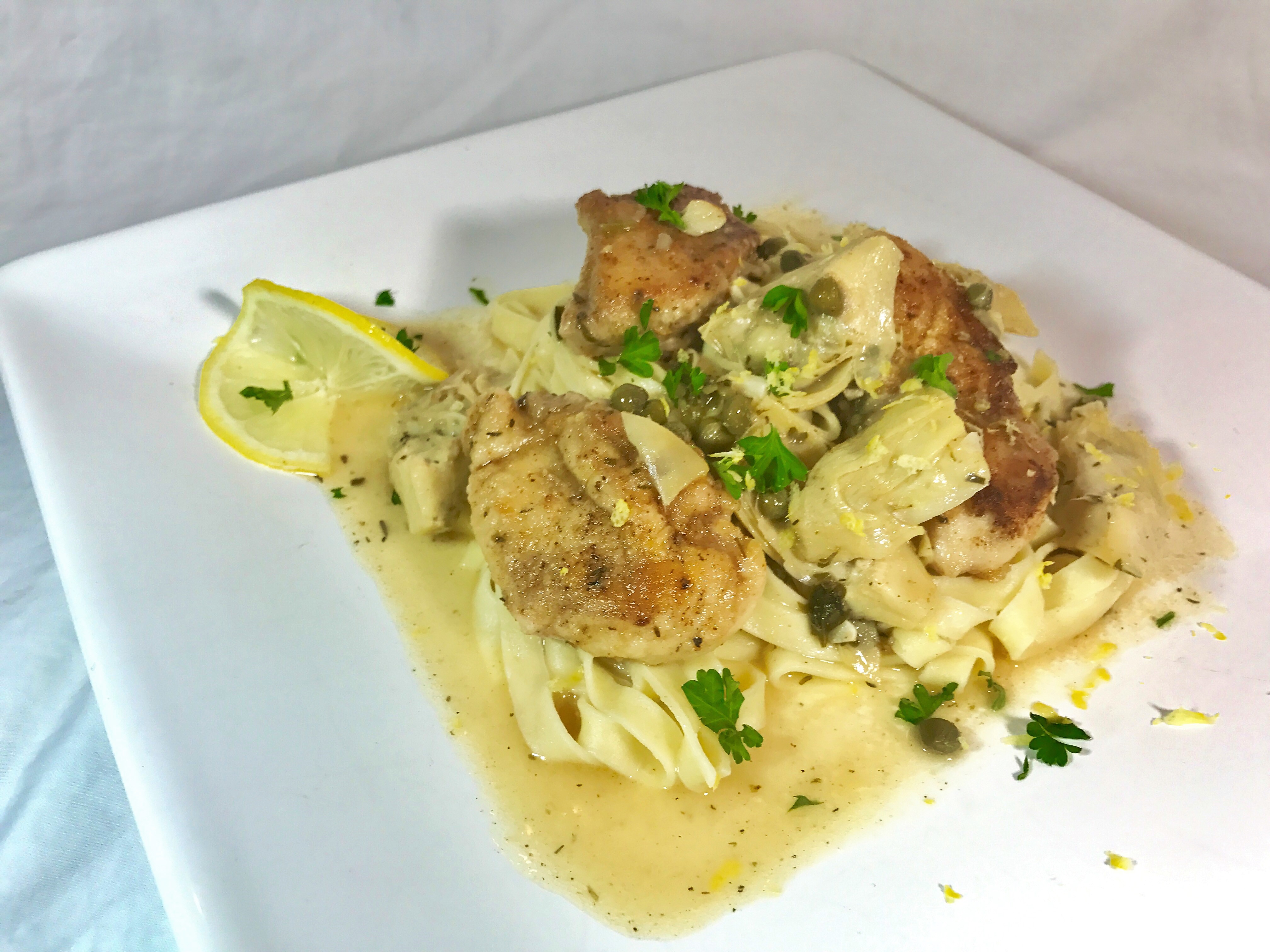 Lemon Chucker Picatta with Capers and Artichokes